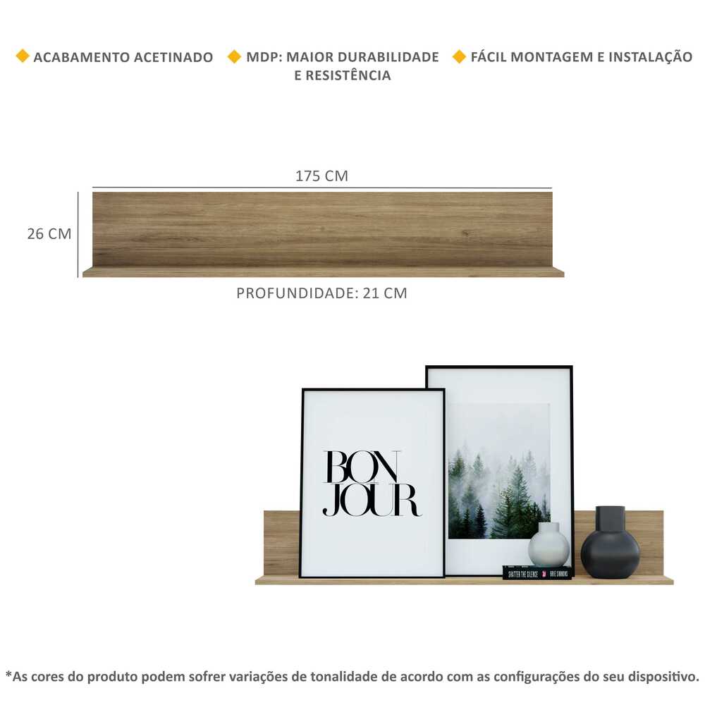 Kit 3 Prateleiras Nichos Decorativos 175 cm Multimóveis Rustic