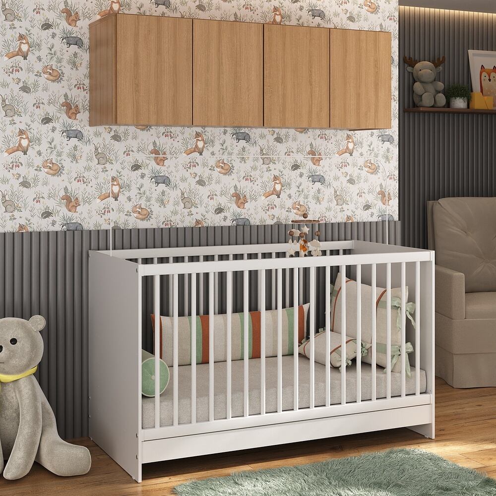 Berço 3 em 1 com Armário Aéreo 4 portas Multimóveis MP4140 Branco ...