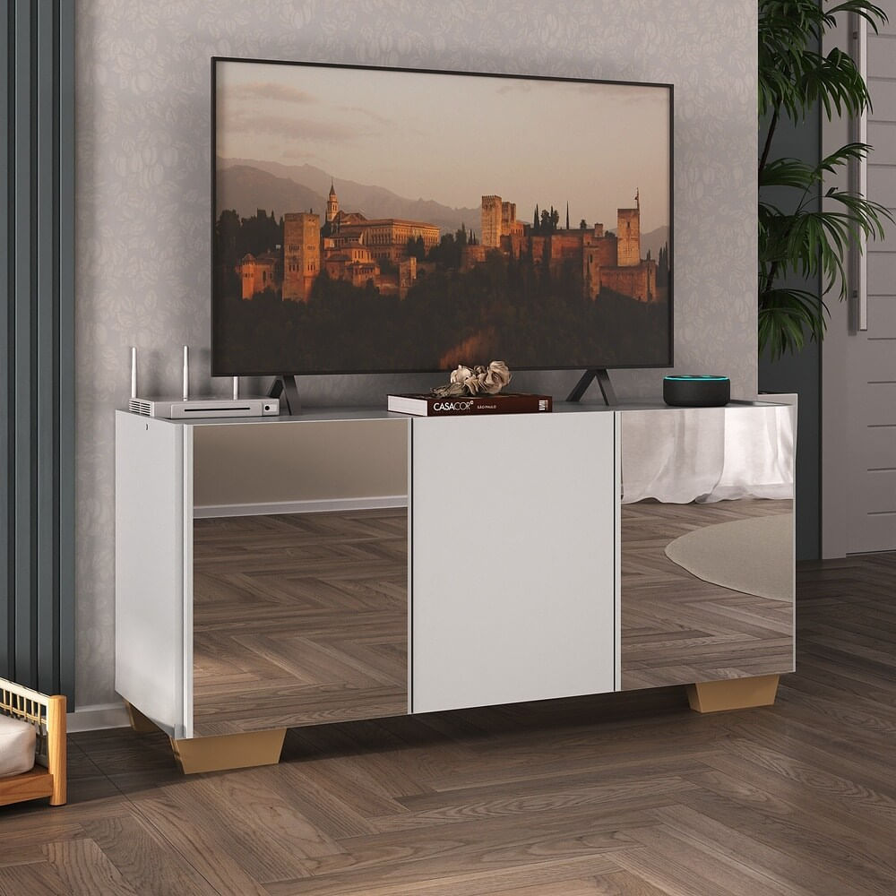 Rack TV até 32 Polegadas com Espelhos 3 Portas Multimóveis MP1079 ...